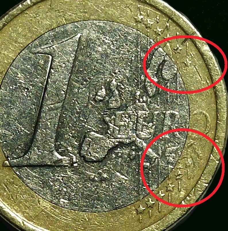 1 Euro Spain 2003 With Extreme Minting Weaknesses Misprints Unique ...