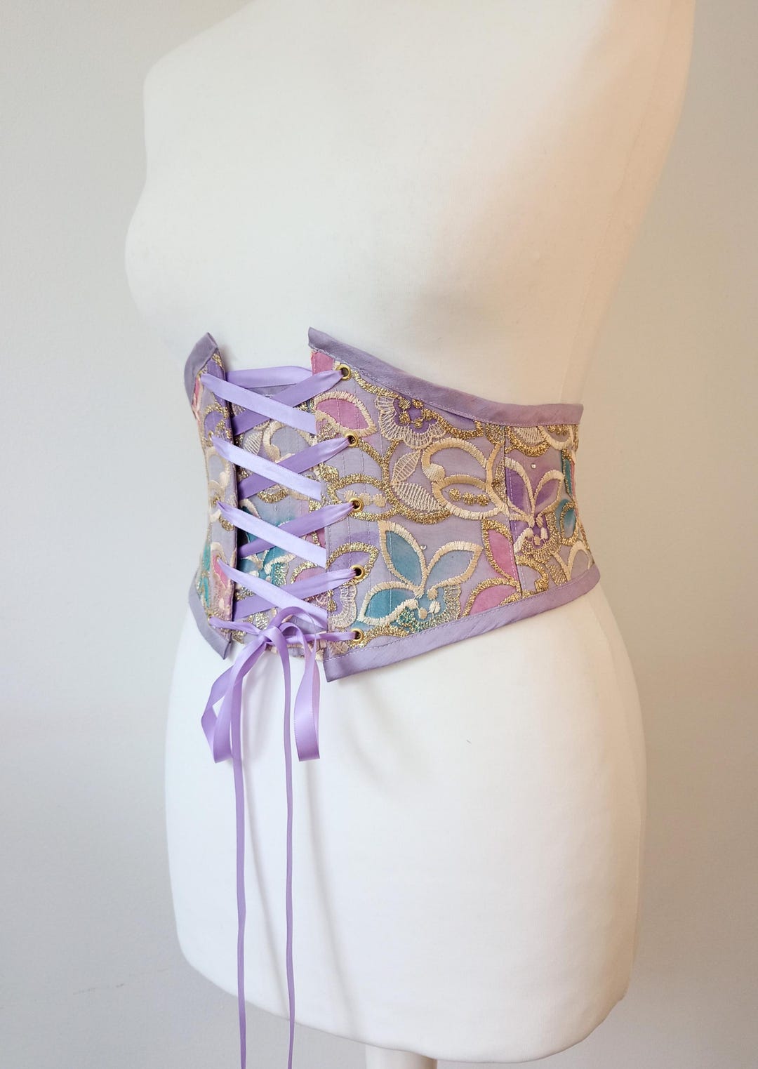 Small Fairy Silk Corset Belt Front Lacing Renaissance Costume Underbust ...