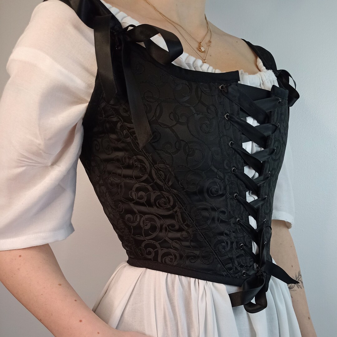Custom Black Brocade Renaissance Corset Stays 18th Century Costume ...