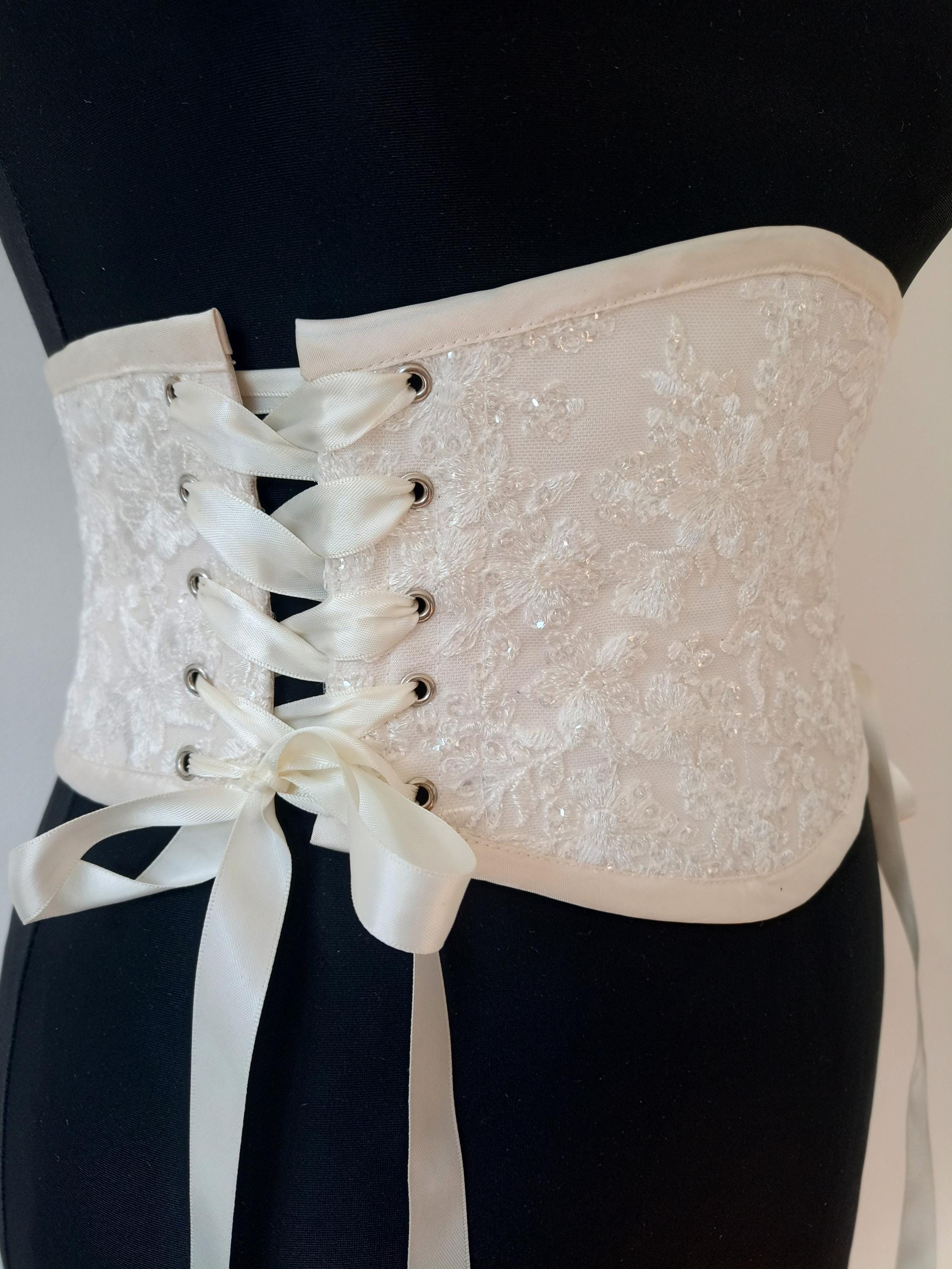 Small Ivory Silk Lace Corset Belt Fantasy Wedding Underbust - Etsy