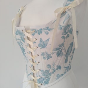 Custom Peppermint Bird Toile De Jouy Renaissance Corset 18th Century ...