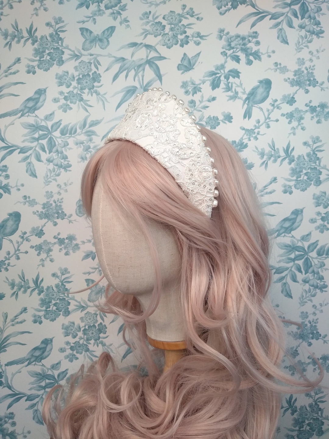 Ivory Lace Kokoshnik French Hood Renaissance Wreath Tiara Wedding Hair ...