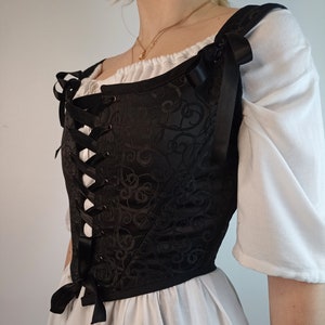 Custom Black Brocade Renaissance Corset Stays 18th Century Costume ...