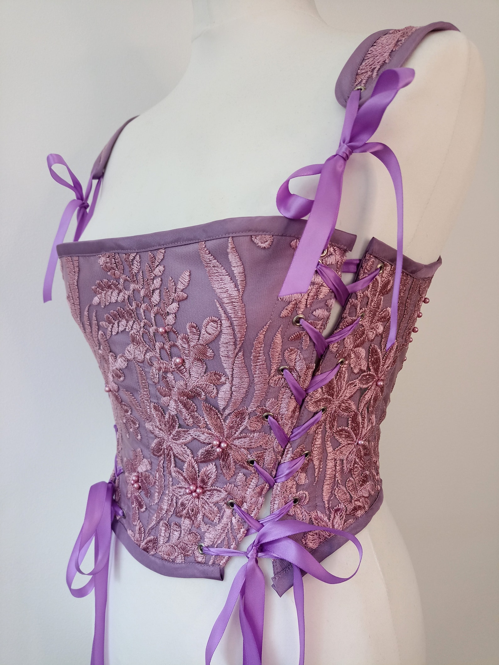 Lilac Renaissance Corset Stays 18th Century Vintage Fantasy Lace Bodice ...