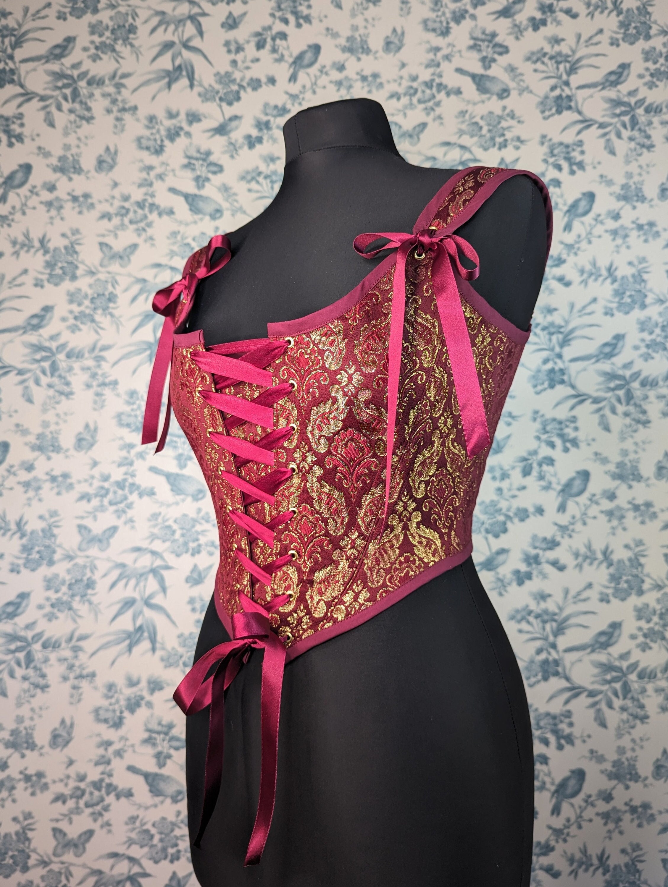 Custom Renaissance Corset Stays 18th Century Costume Burgundy Gold ...