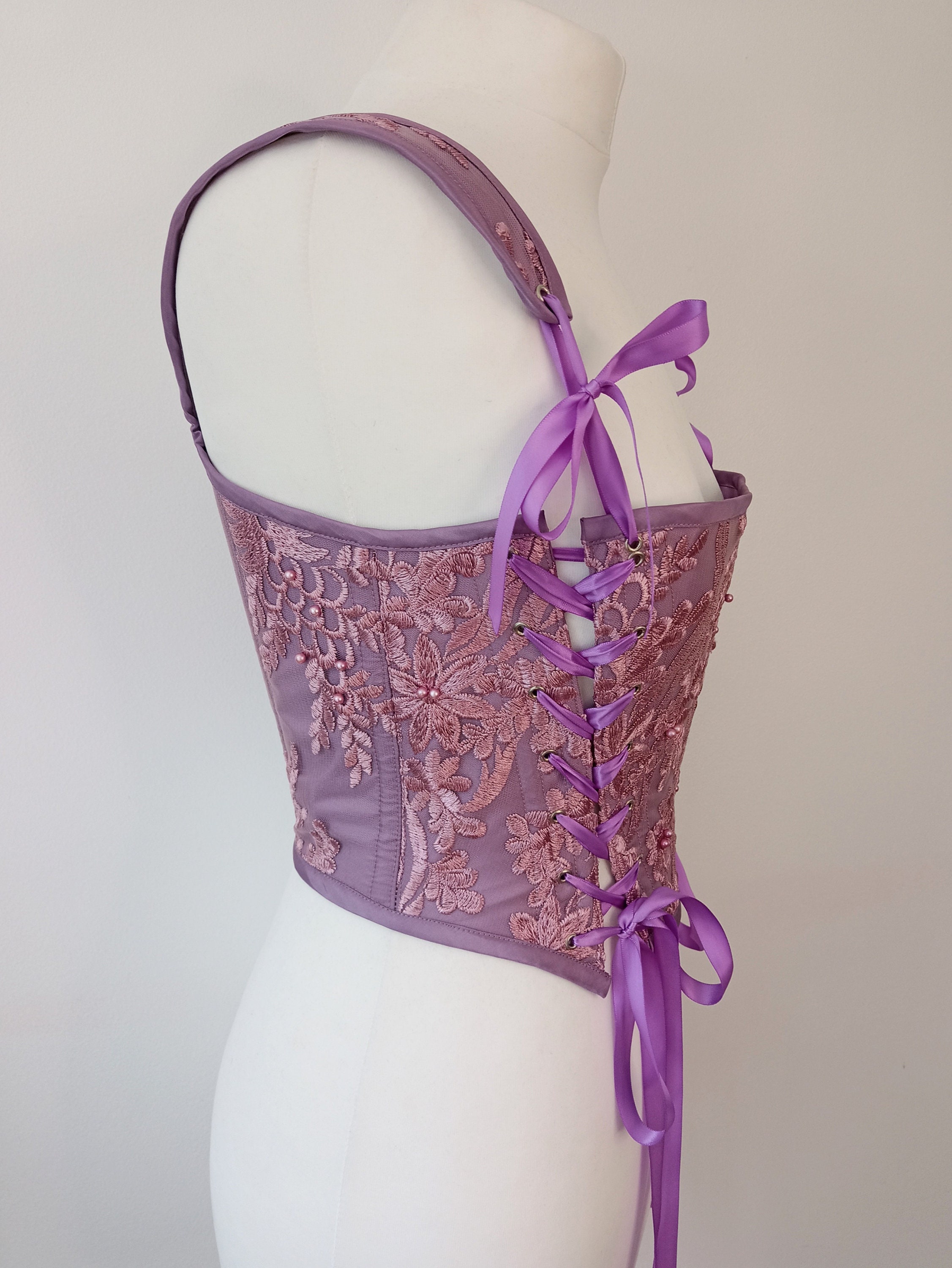 Lilac Renaissance Corset Stays 18th Century Vintage Fantasy Lace Bodice ...