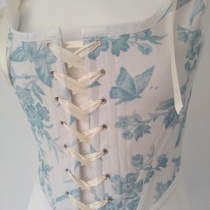 Custom Peppermint Bird Toile De Jouy Renaissance Corset 18th Century ...