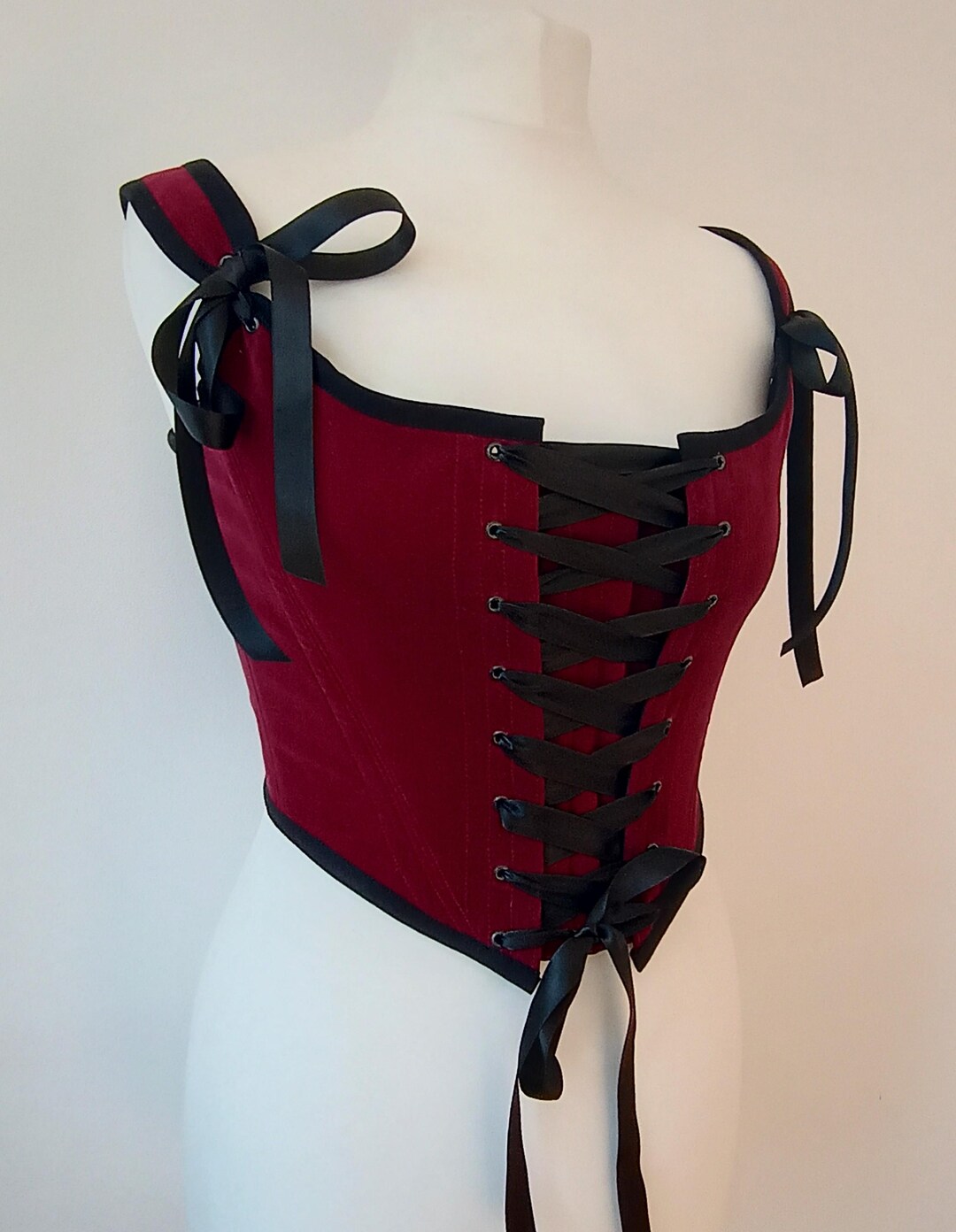 Burgundy Velvet Renaissance Stays Corset 18th Century Costume Wine ...