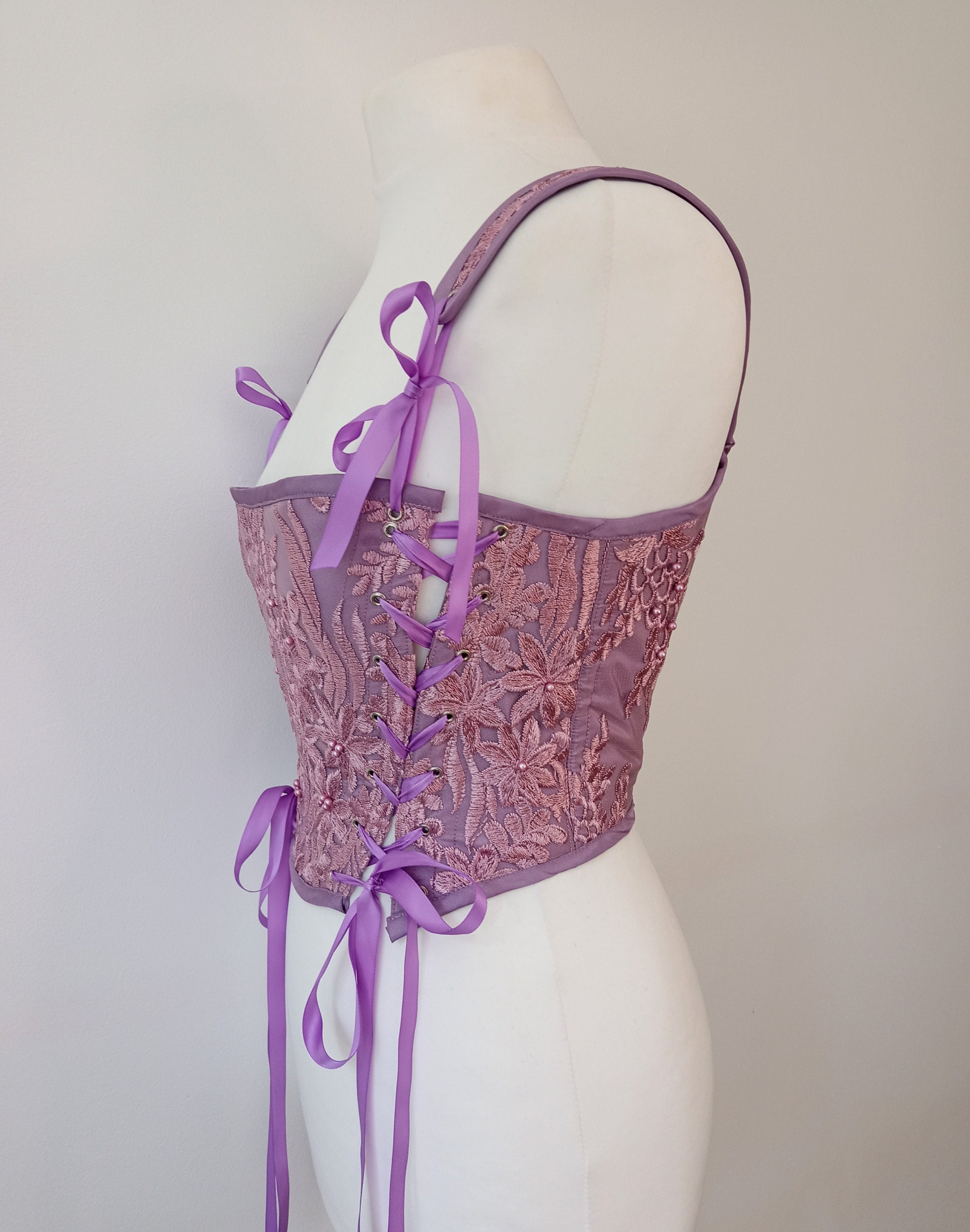 Lilac Renaissance Corset Stays 18th Century Vintage Fantasy Lace Bodice ...