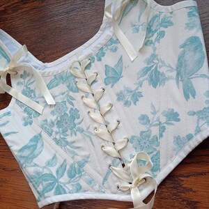 Custom Peppermint Bird Toile De Jouy Renaissance Corset 18th Century ...