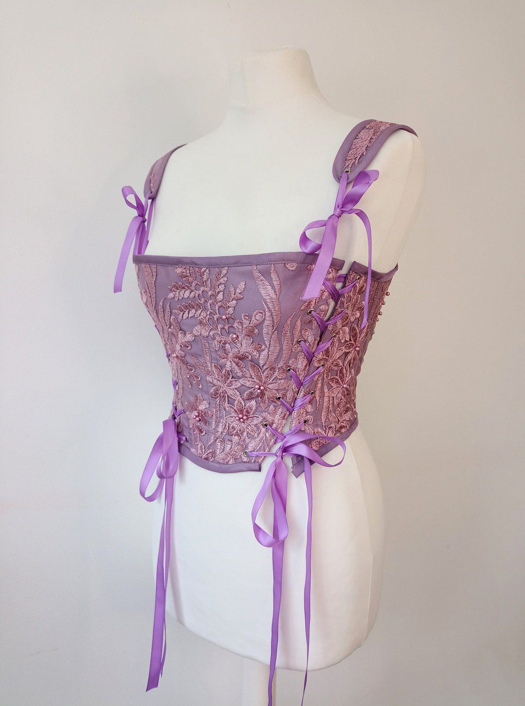 Small Lilac Renaissance Corset Stays 18th Century Vintage Fantasy Lace ...