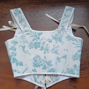 Custom Peppermint Bird Toile De Jouy Renaissance Corset 18th Century ...