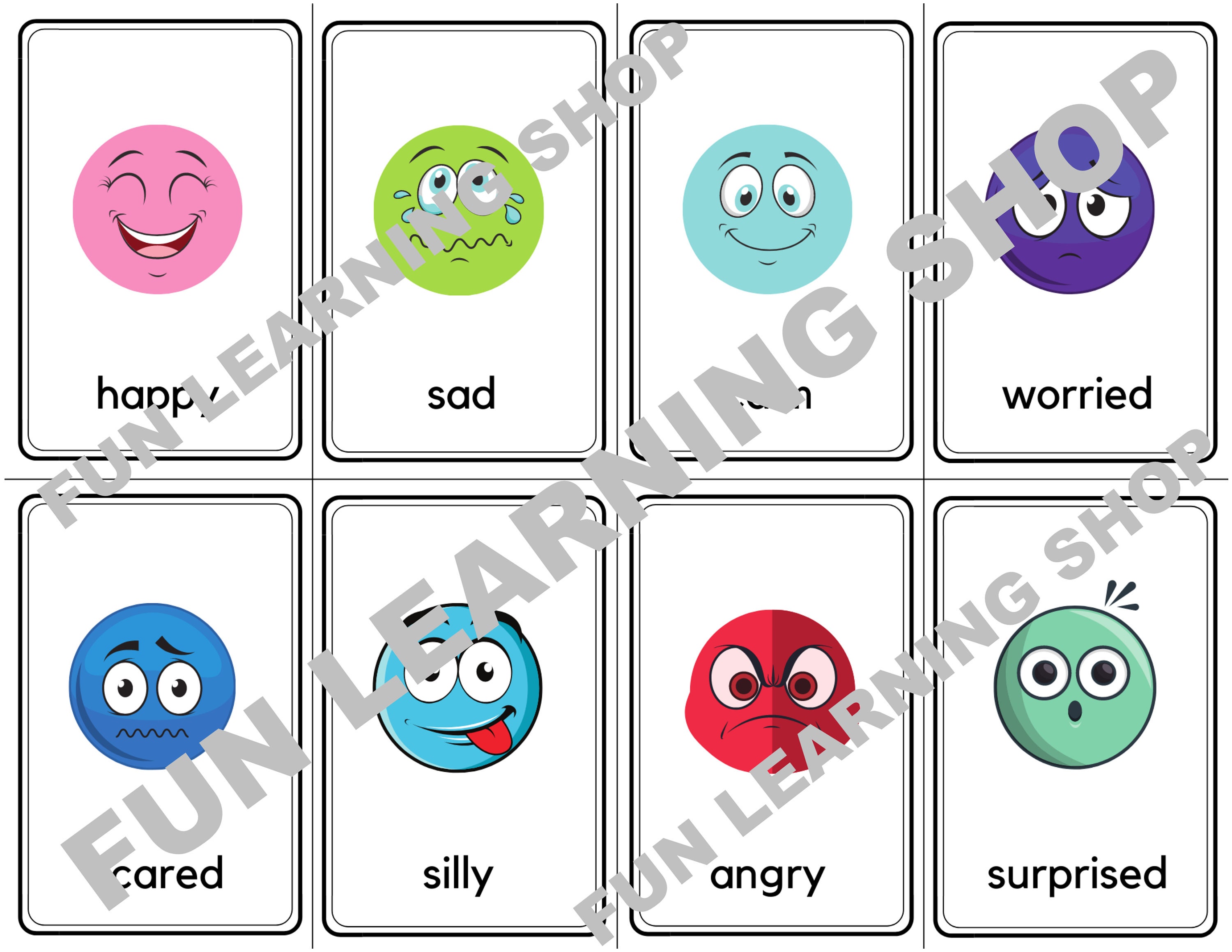 16 Emotions & Feelings Flashcards / Image Cards for Kids, Preschoolers ...