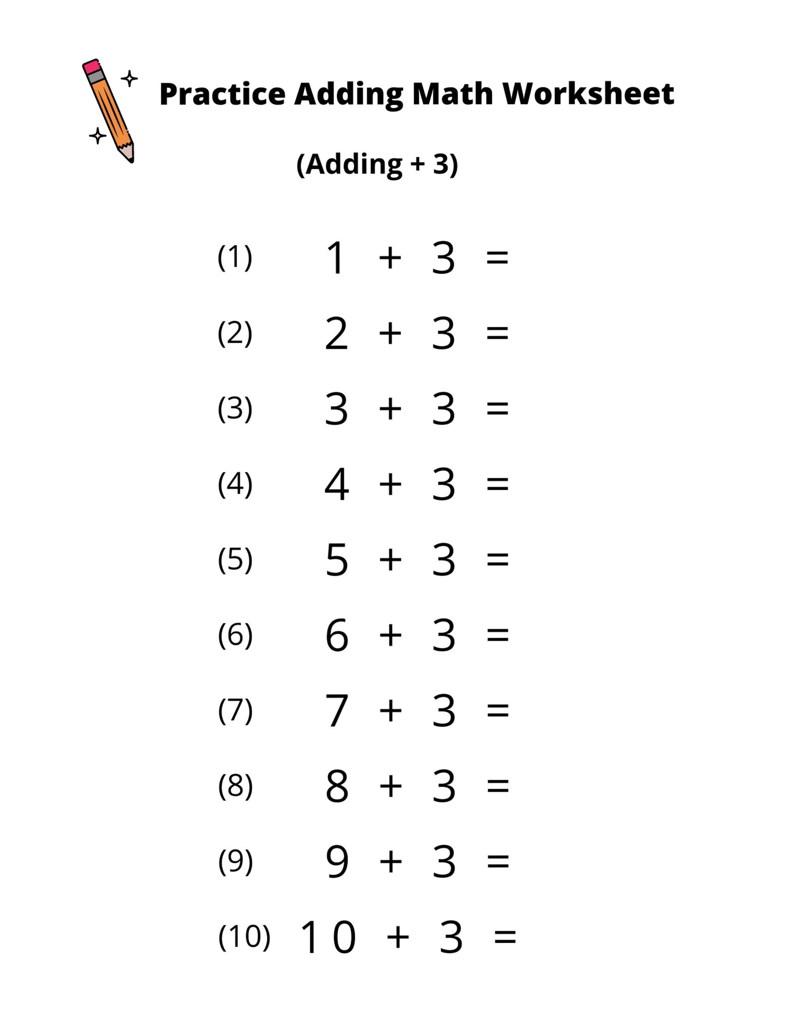 Addition Math Worksheets, Adding by 3, Grades 1-2 (printable PDF) - Etsy