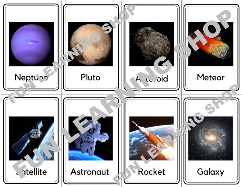 16 Space & Solar System Flashcards / Image Cards for Kids, Preschoolers ...