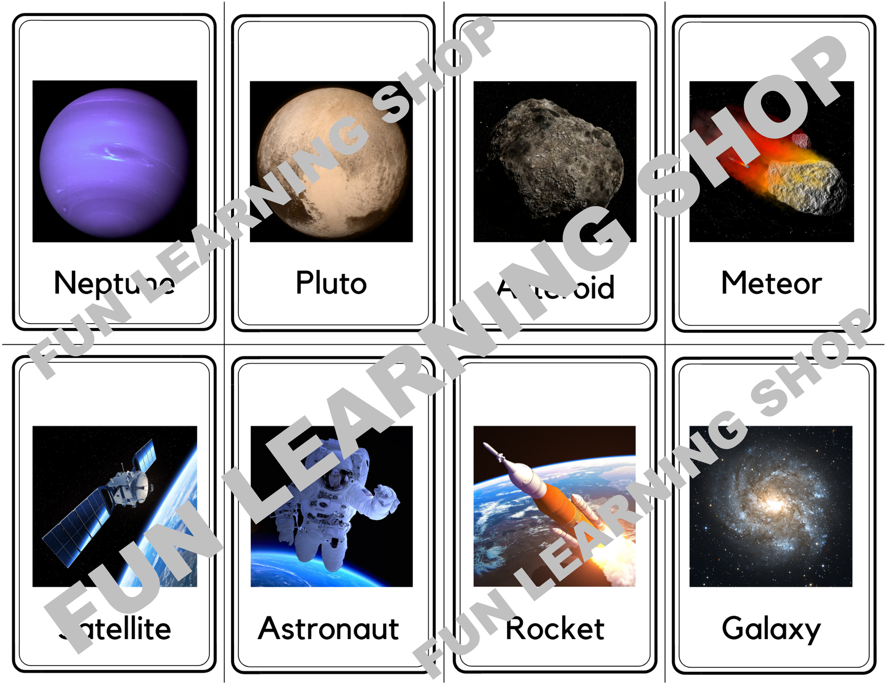 16 Space & Solar System Flashcards / Image Cards for Kids, Preschoolers ...