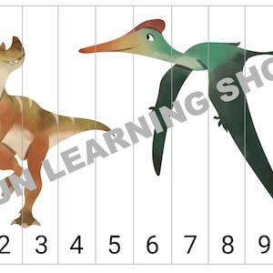 9 Dinosaurs Printable Number Sequence Puzzles. Number 1-10. - Etsy