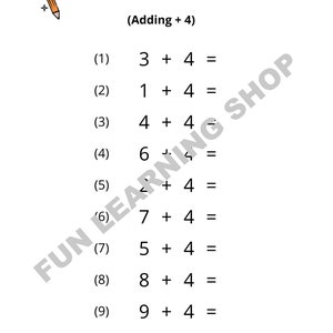 10 Printable Addition Math Worksheets. Adding by 4. Numbers 1-20 ...