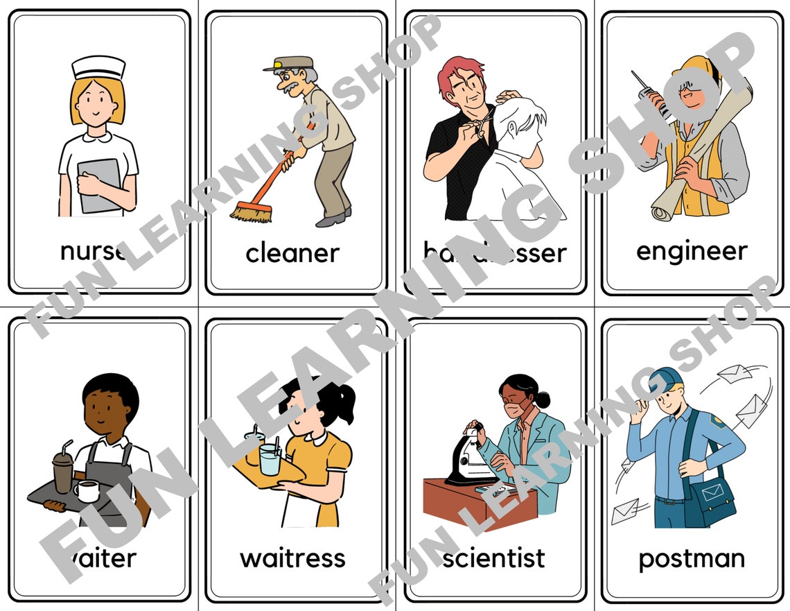 32 Professions Flashcards / Occupations, Job Image Cards for Kids ...