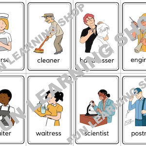 32 Professions Flashcards / Occupations, Job Image Cards for Kids ...