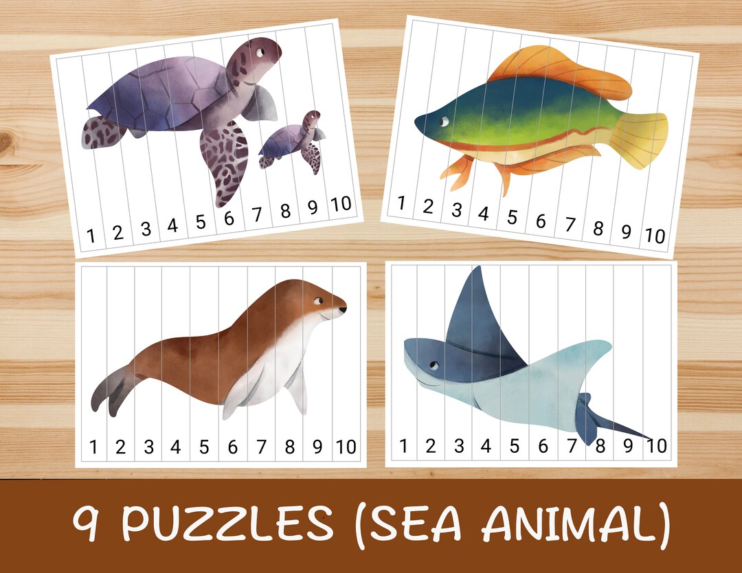 9 Sea Animal Printable Number Sequence Puzzles. Number 1-10 - Etsy