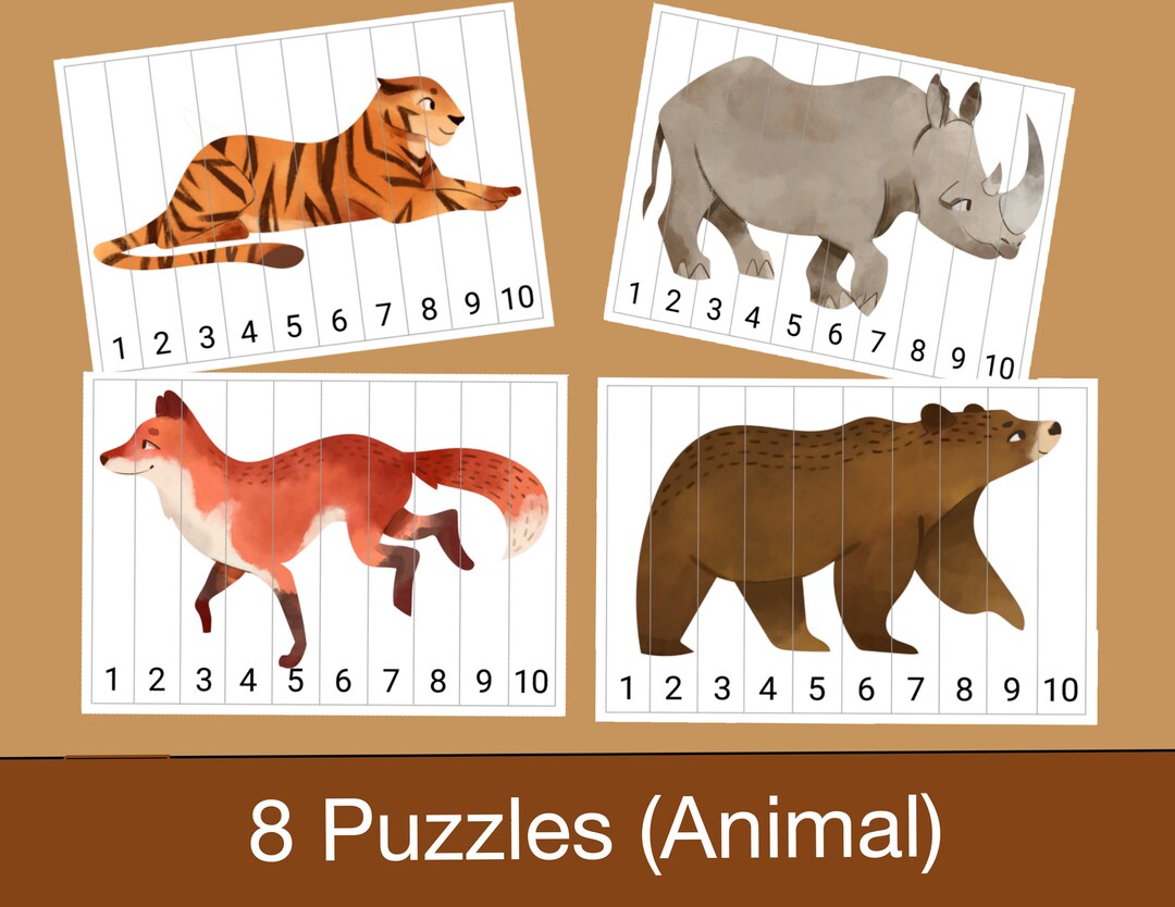8 Animal Printable Number Sequence Puzzles. Number 1-10. - Etsy