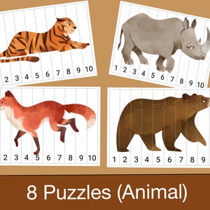 8 Animal Printable Number Sequence Puzzles. Number 1-10. - Etsy