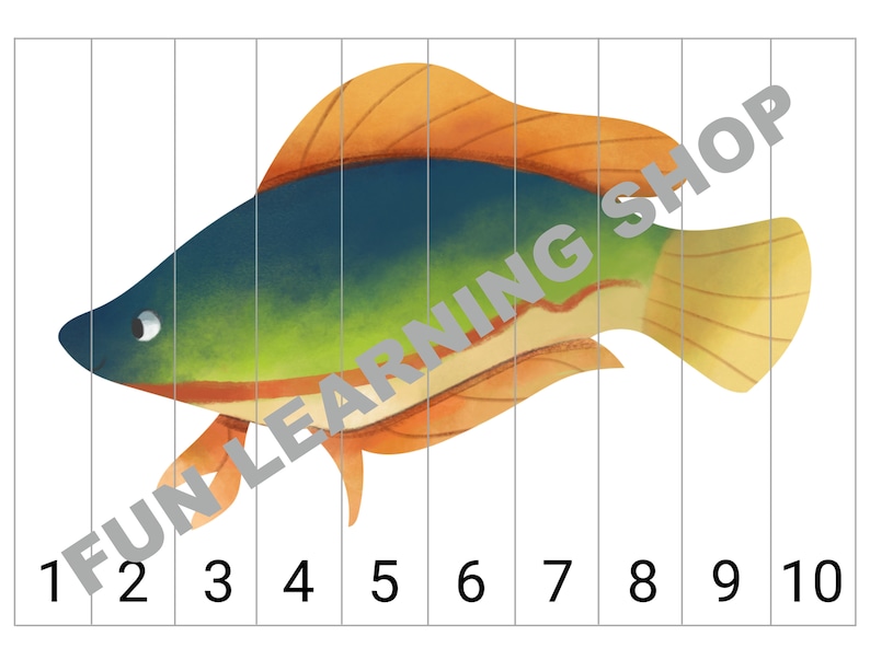 9 Sea Animal Printable Number Sequence Puzzles. Number 1-10 - Etsy