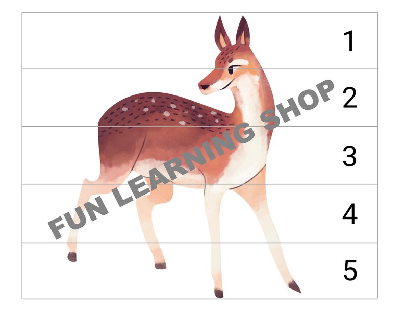 7 Animal Printable Number Sequence Puzzles. Number 1-5 - Etsy