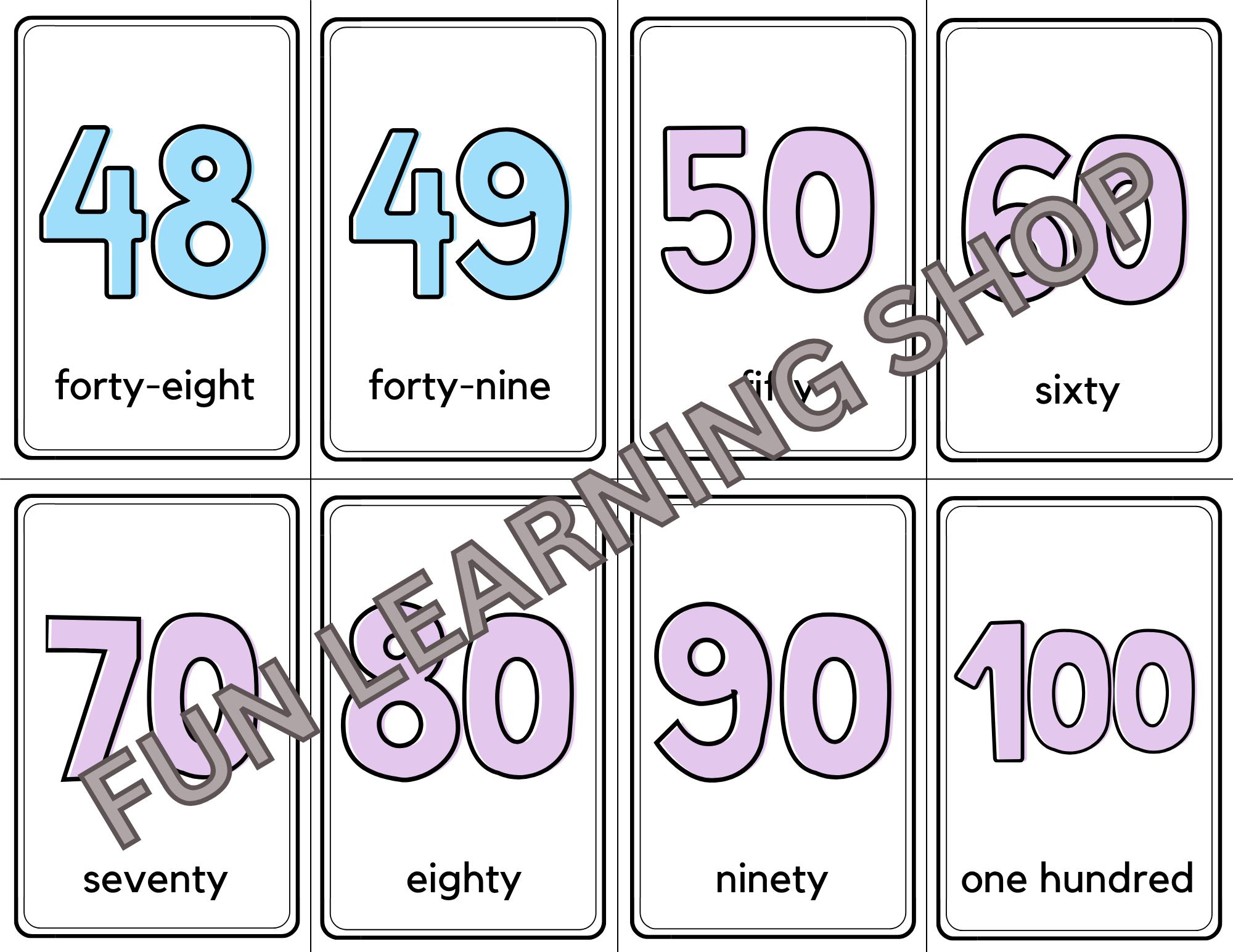 Number Flashcards 0-100 - Printable Montessori Math (PDF) - Etsy