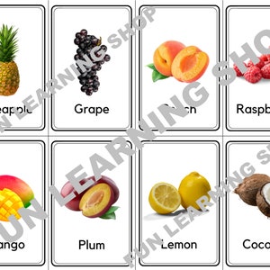 24 Fruits Flashcards / Image Cards for Kids. Nomenclature Cards. PDF ...