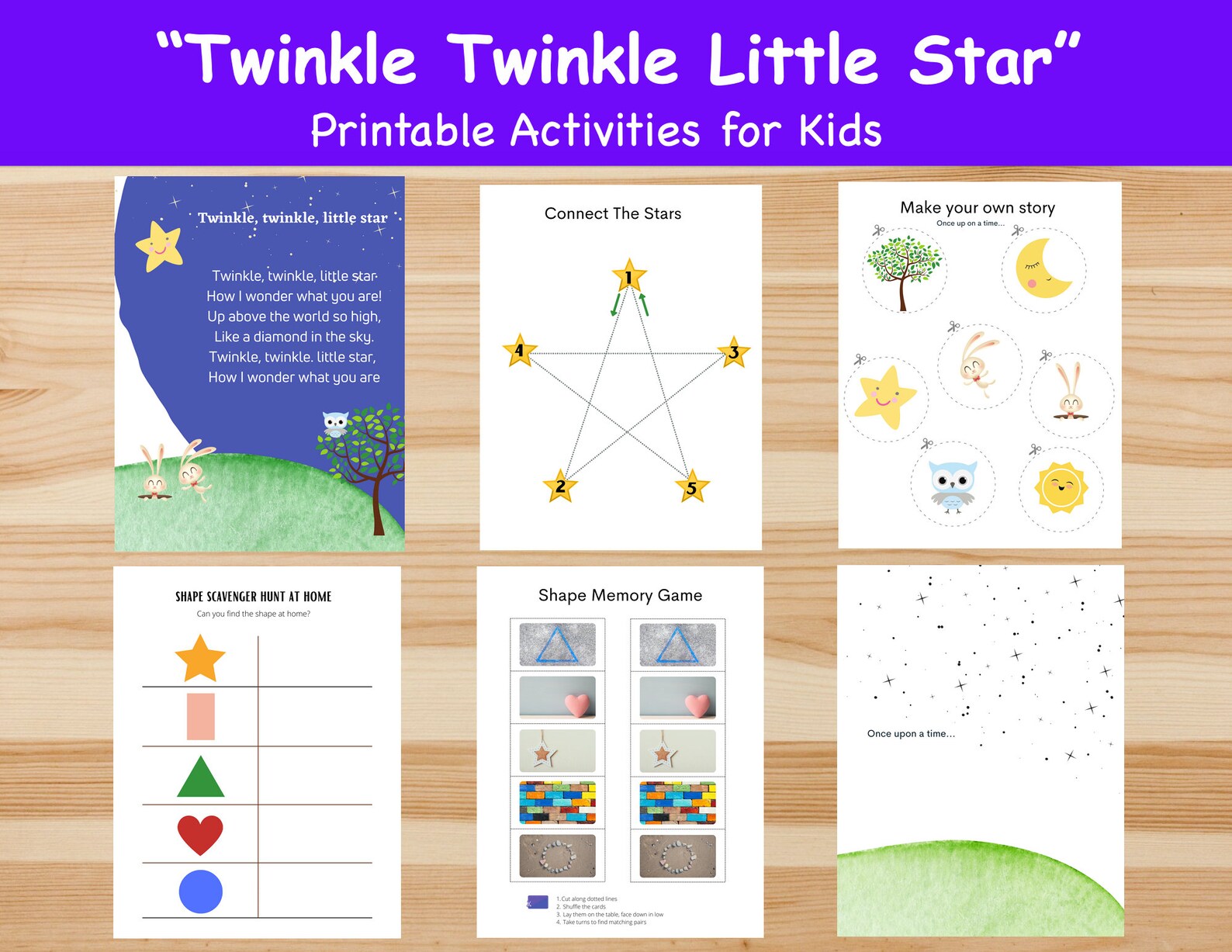 Twinkle Twinkle Little Star Activity Sheets, Nursery Rhyme (digital ...