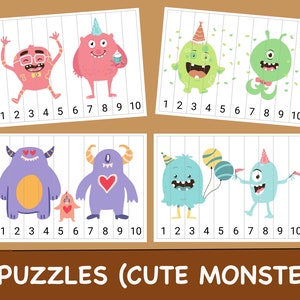 Cute Monster Number Sequence Puzzles 1-10 (printable) - Etsy