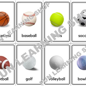 16 Sports Balls Flashcards / Image Cards for Kids, Preschoolers ...