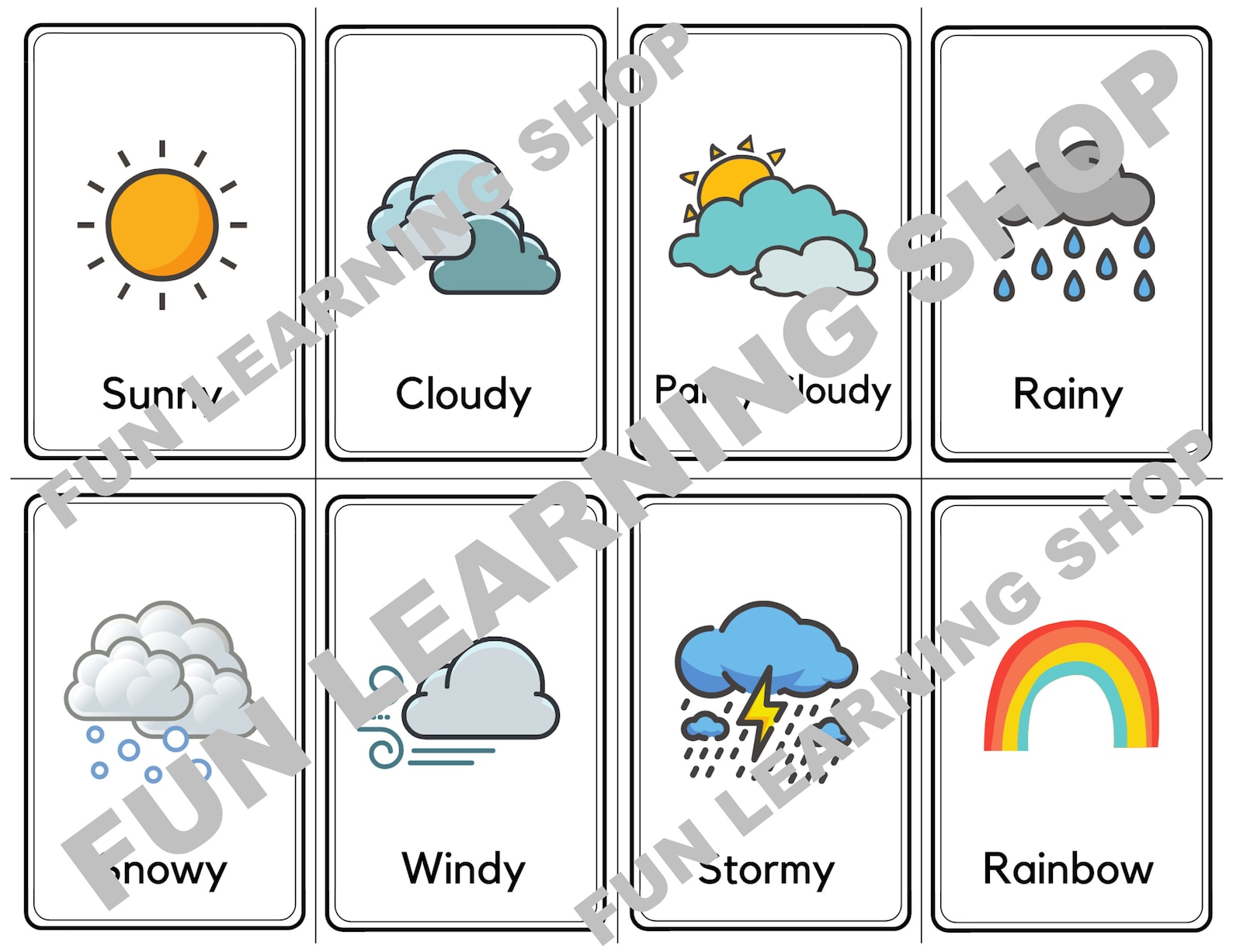 16 Weather Flashcards / Image Cards for Kids, Preschoolers ...