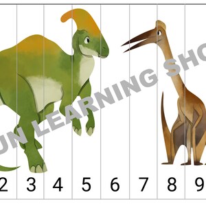 9 Dinosaurs Printable Number Sequence Puzzles. Number 1-10. - Etsy
