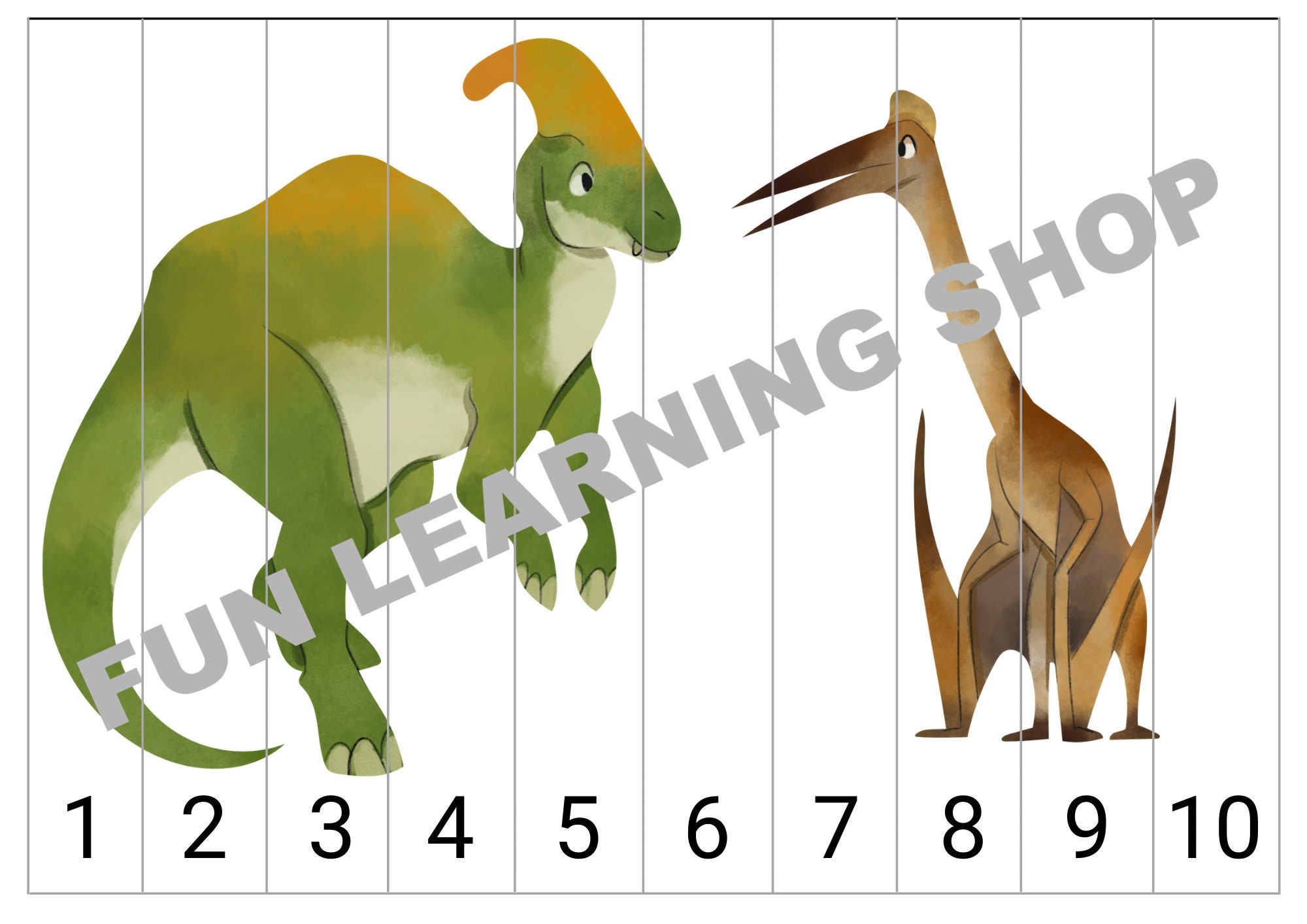 9 Dinosaurs Printable Number Sequence Puzzles. Number 1-10. - Etsy