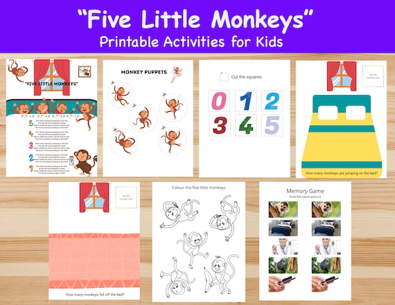 Five Little Monkeys Activities Monkey Games Story Time | Etsy