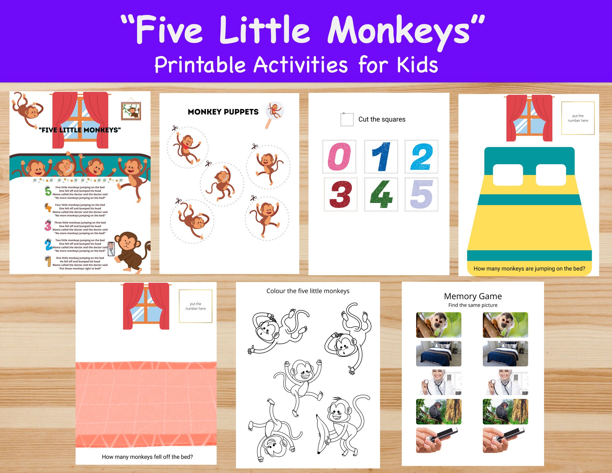 Five Little Monkeys Activities, Monkey Games, Story Time, Nursery Rhyme ...