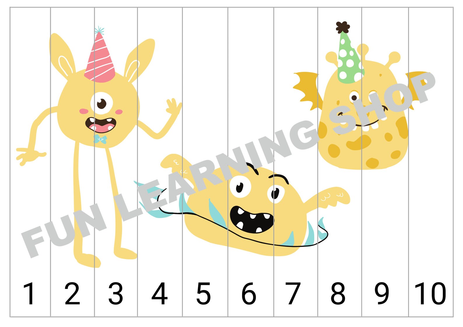 9 Printable Number Sequence Puzzles. Cute Monster Puzzles, Number ...