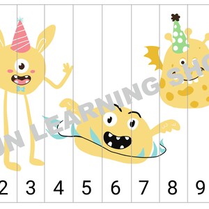 9 Printable Number Sequence Puzzles. Cute Monster Puzzles, Number ...