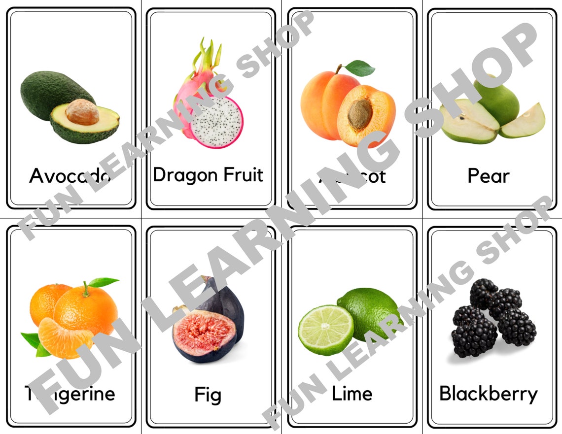 24 Tarjetas didácticas de frutas / Tarjetas con imágenes para niños ...