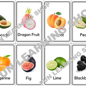24 Fruits Flashcards / Image Cards for Kids. Nomenclature Cards. PDF ...