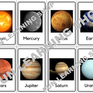 16 Space & Solar System Flashcards / Image Cards for Kids, Preschoolers ...
