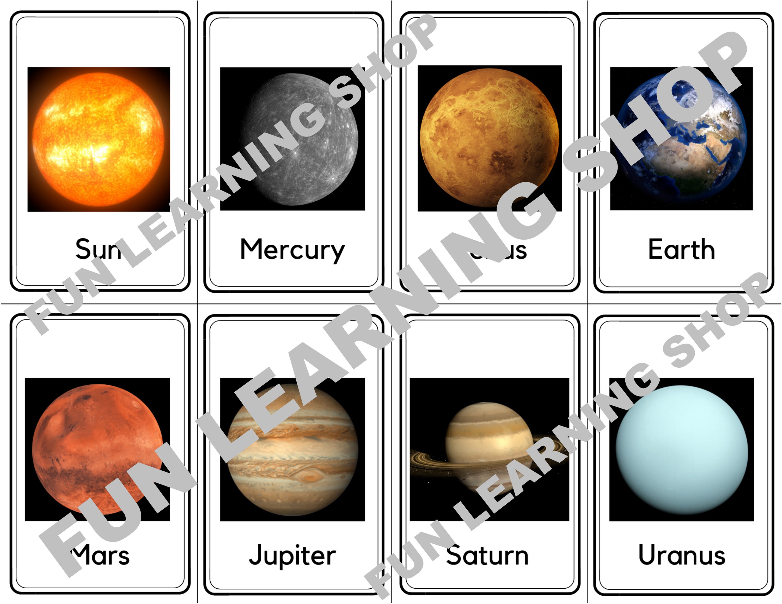 16 Space & Solar System Flashcards / Image Cards for Kids, Preschoolers ...