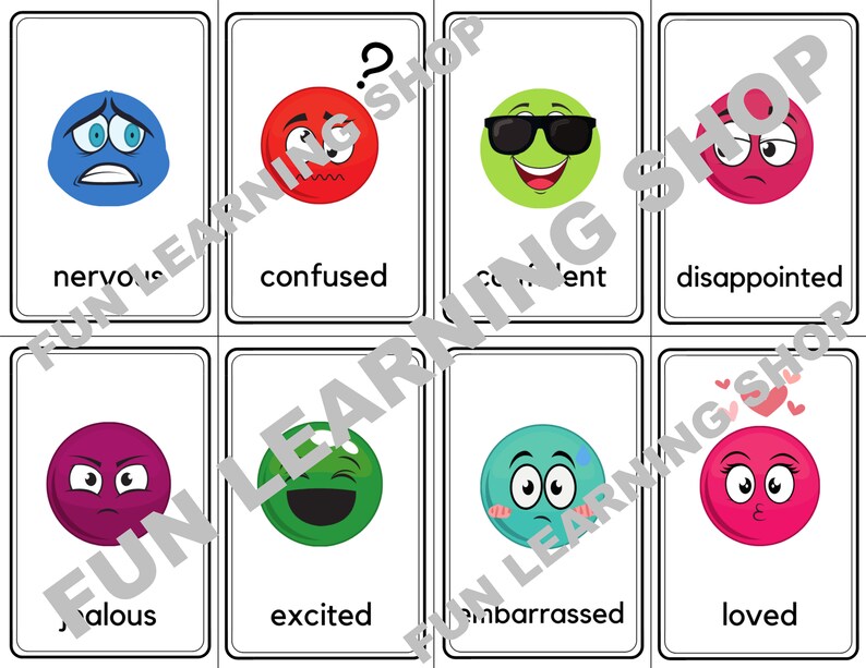 16 Emotions & Feelings Flashcards / Image Cards for Kids, Preschoolers ...