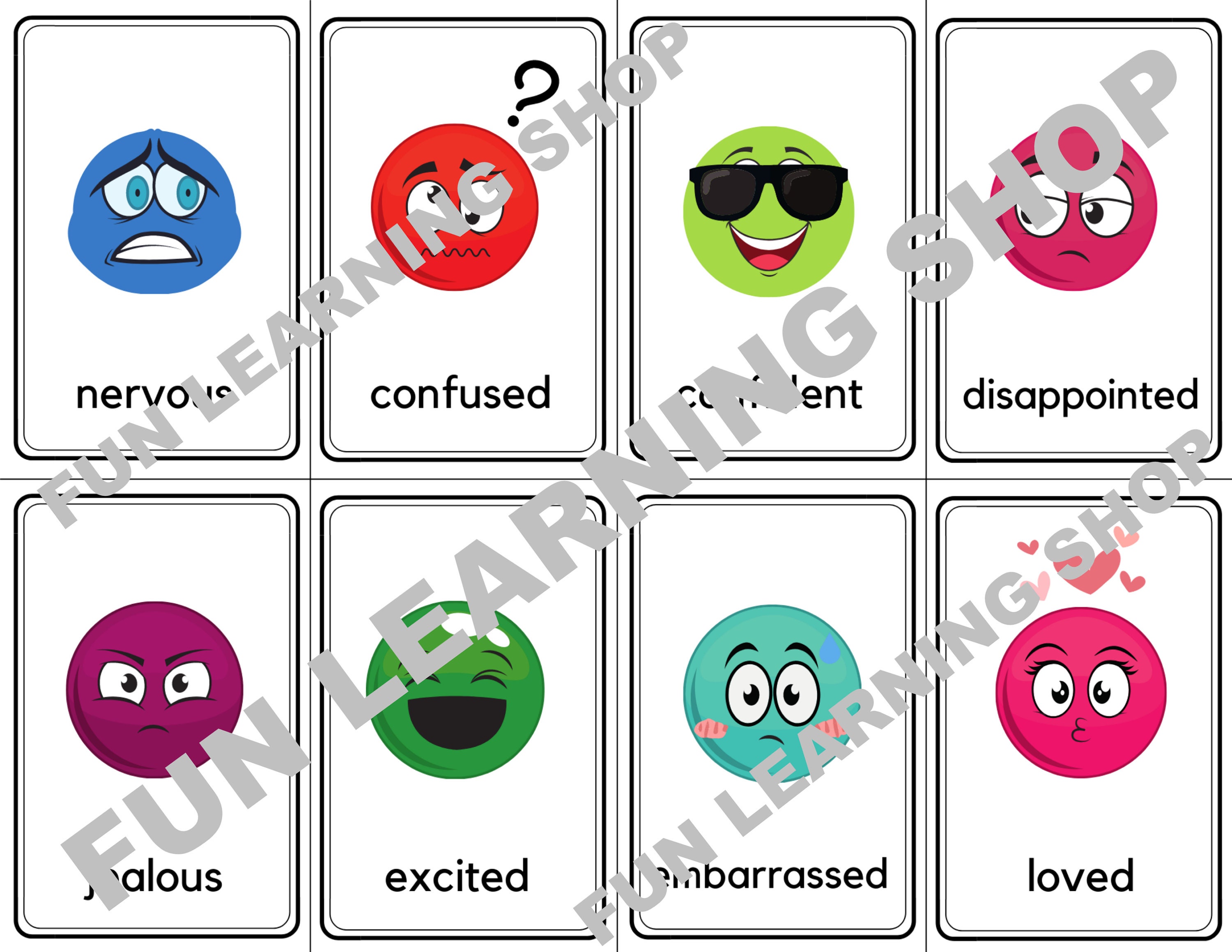 16 Emotions & Feelings Flashcards / Image Cards for Kids, Preschoolers ...