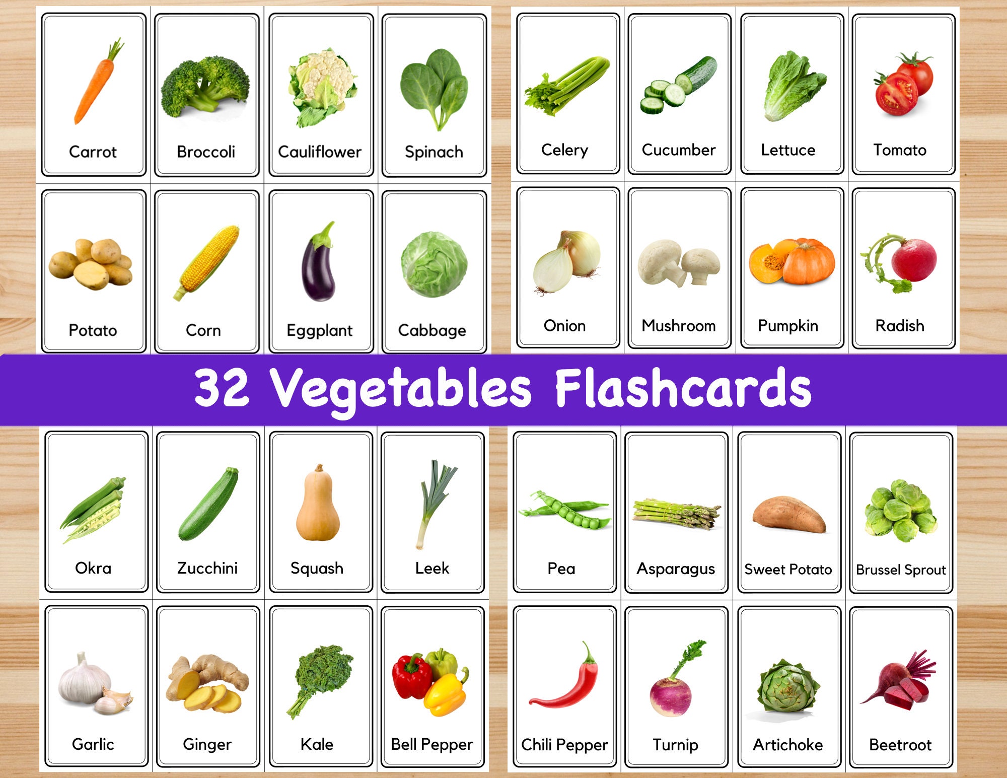 Printable Vegetable Flash Cards