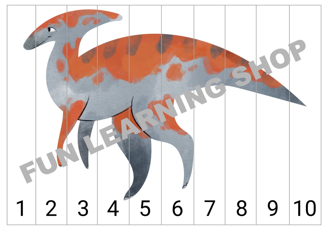 9 Dinosaurs Printable Number Sequence Puzzles. Number 1-10. | Etsy