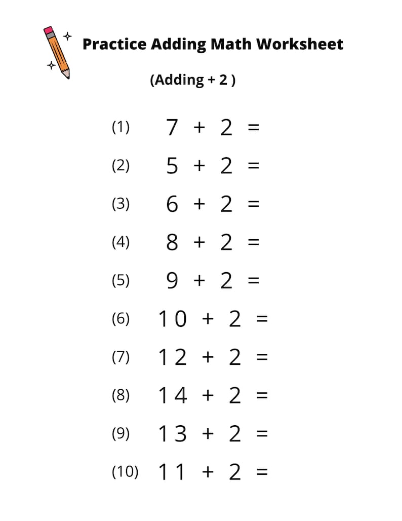 10 Printable Addition Math Worksheets. Adding by 2. Numbers 1-20 ...